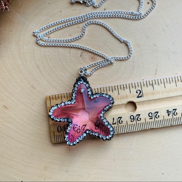 Lamorajewels | Jewelry | Pink Crystal 3d Star Pendant Silver Necklace ...